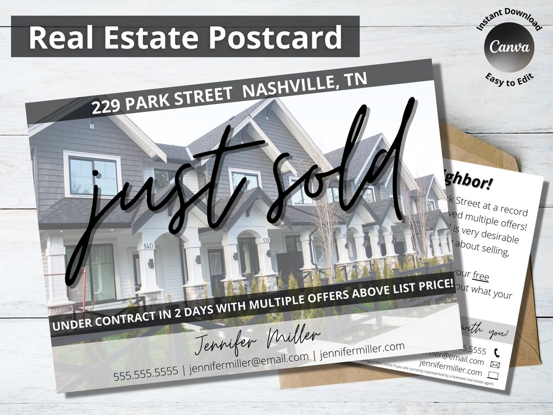 Real Estate Postcard Just Sold Postcard Just Sold Real - Etsy