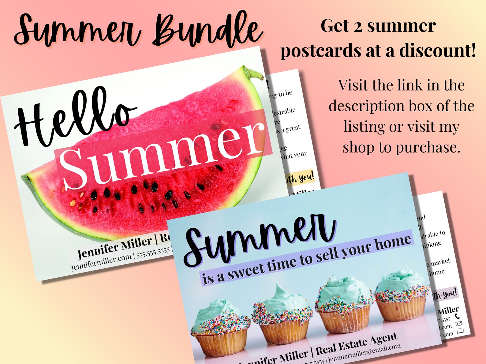 Real Estate Postcard, Real Estate Marketing, Summer Postcard, Summer ...