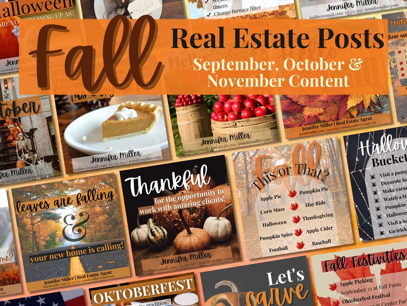 Real Estate Social Media Fall Real Estate Marketing Fall - Etsy