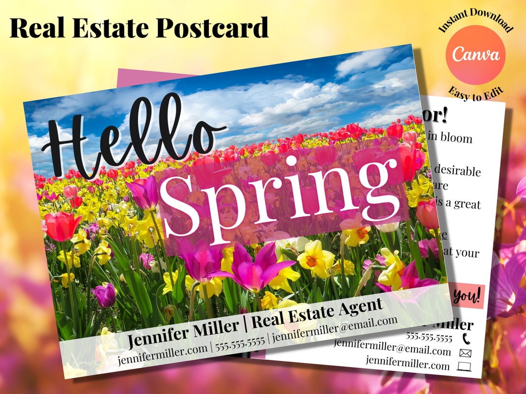 Real Estate Postcard Real Estate Marketing Spring Real - Etsy