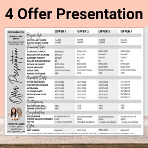Multiple Offer Presentation, Real Estate Offer, Offer Summary, Offer ...