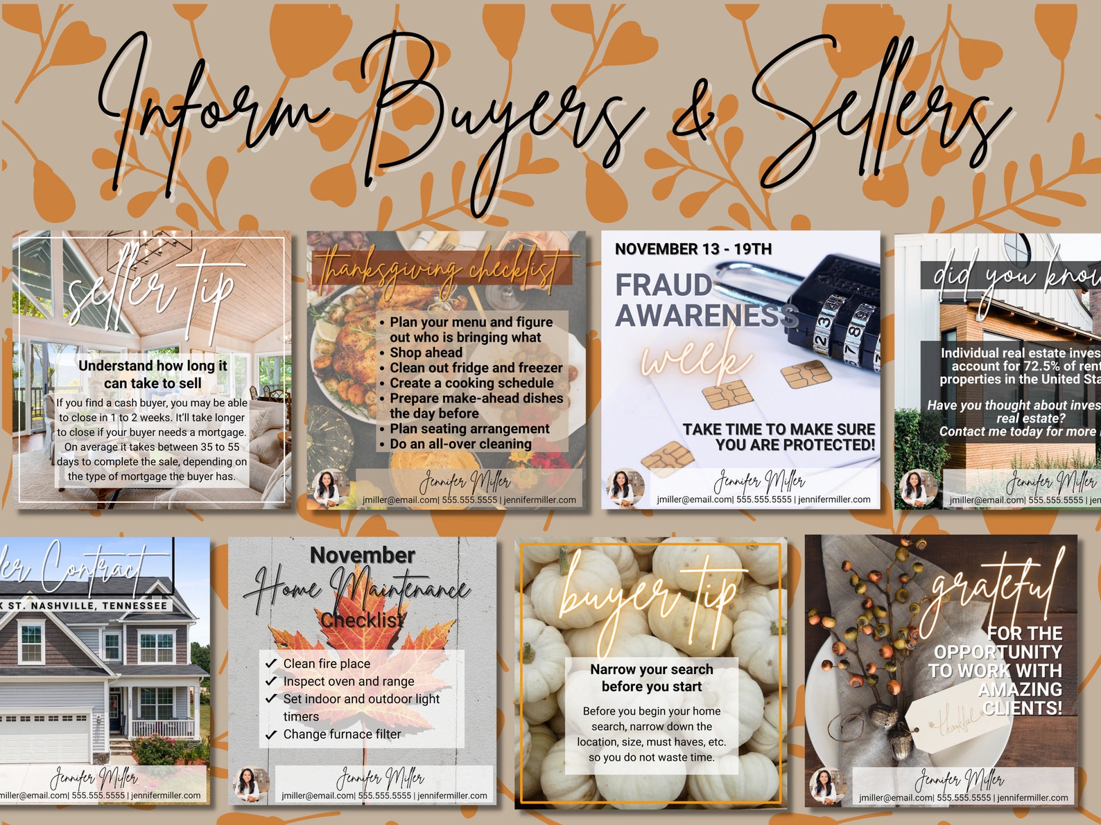 November Real Estate Posts Real Estate Marketing - Etsy