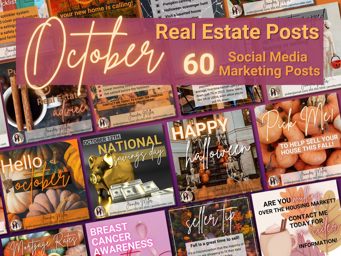 October Real Estate Posts Real Estate Marketing Fall Real - Etsy