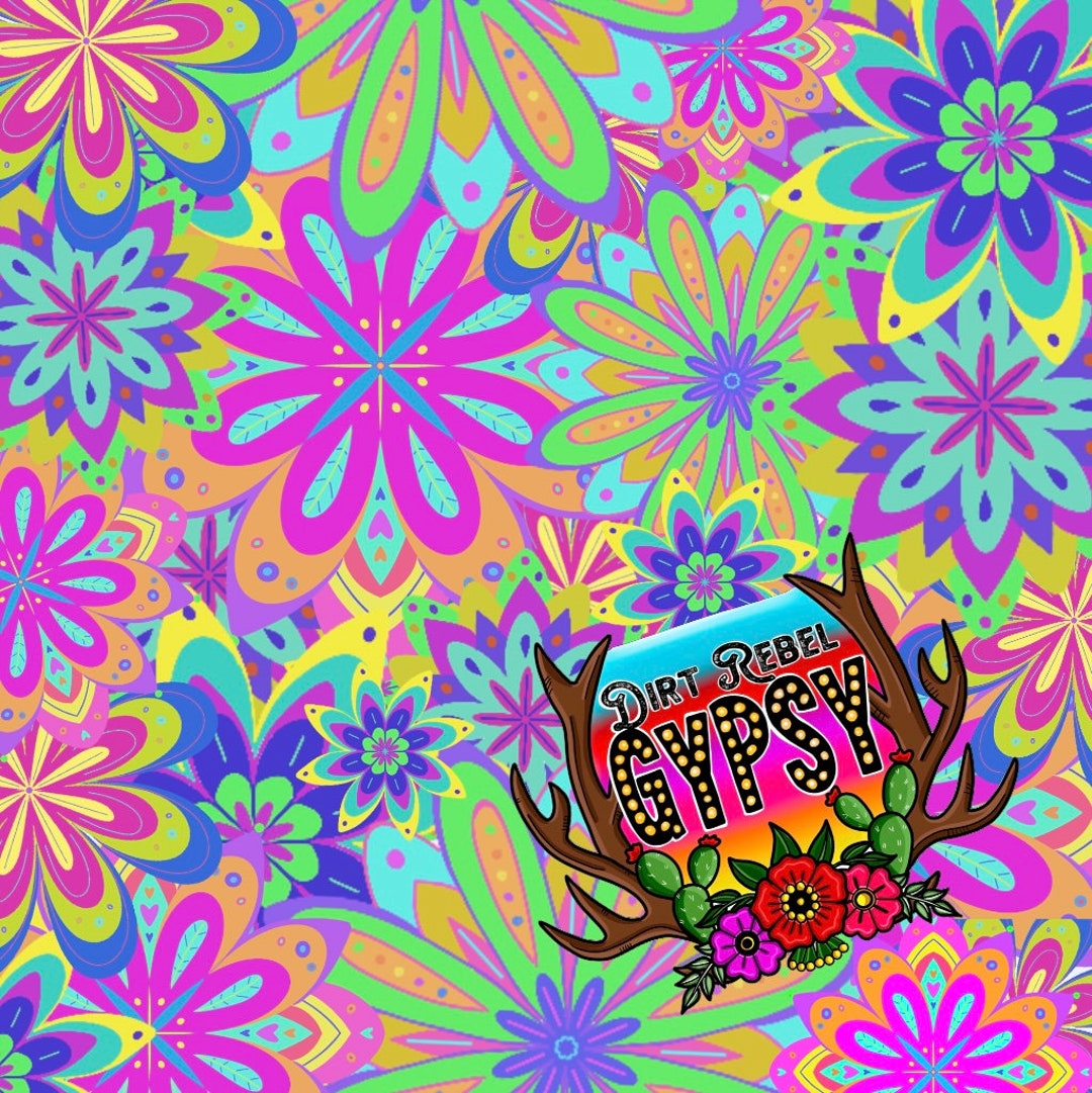 Retro Rainbow Flower Digital Paper - Etsy