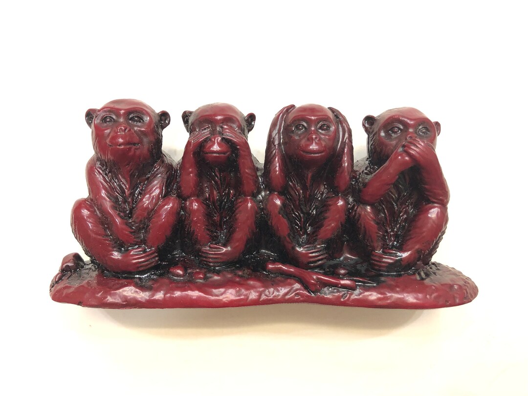 Four Monkeys Statue Do No Evil Say No Evil Hear No Evil See No Evil - Etsy