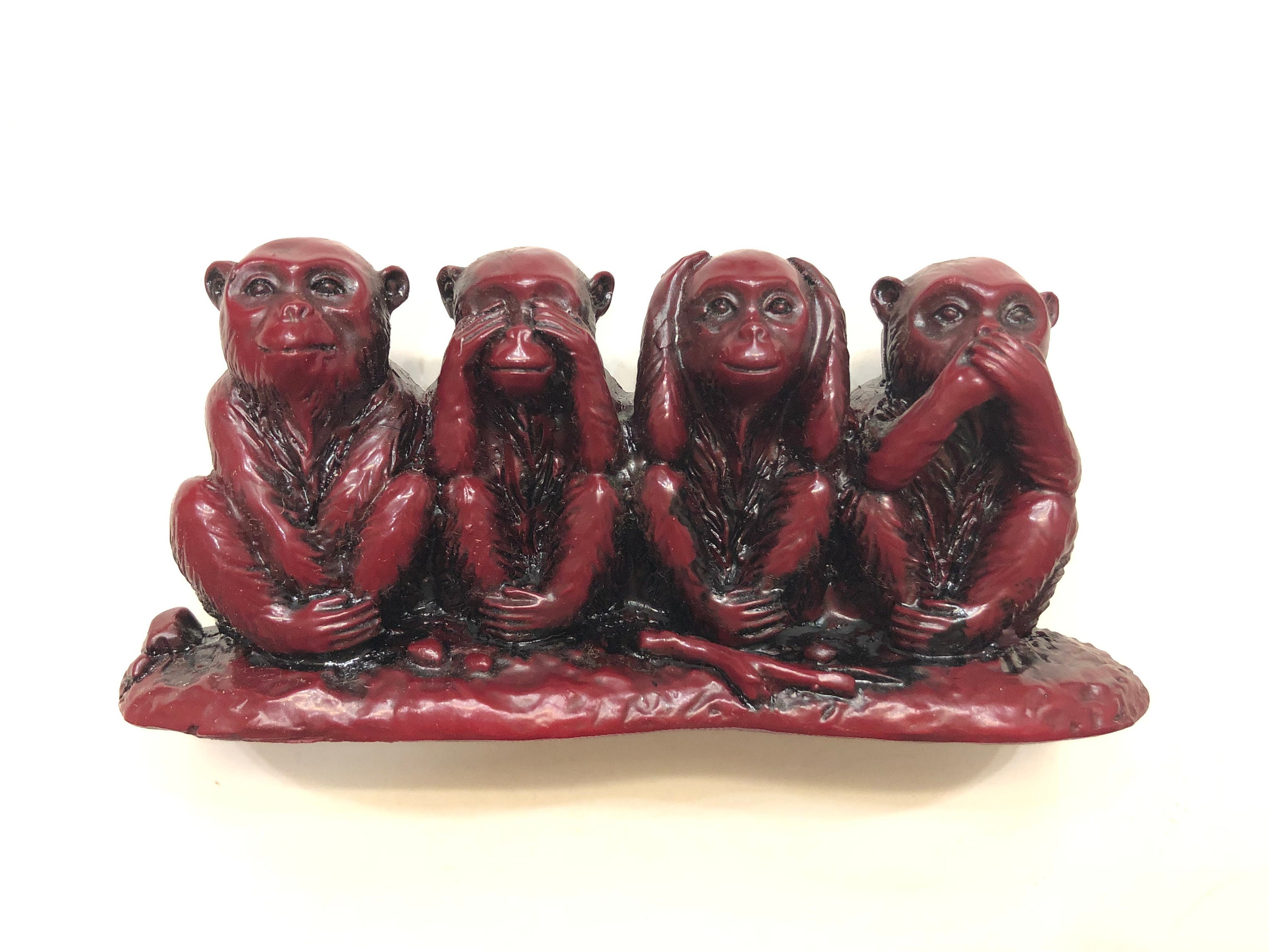 Four Monkeys Statue Do No Evil Say No Evil Hear No Evil See No Evil - Etsy