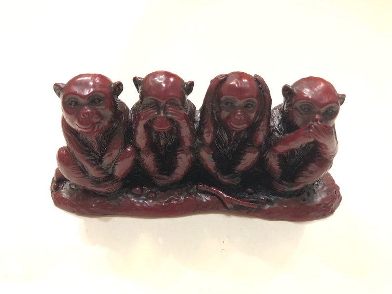 Four Monkeys Statue Do No Evil Say No Evil Hear No Evil See No Evil - Etsy