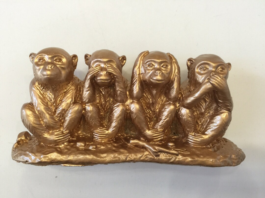 Golden Four Monkeys Statue Do No Evil Say No Evil Hear No Evil See No ...