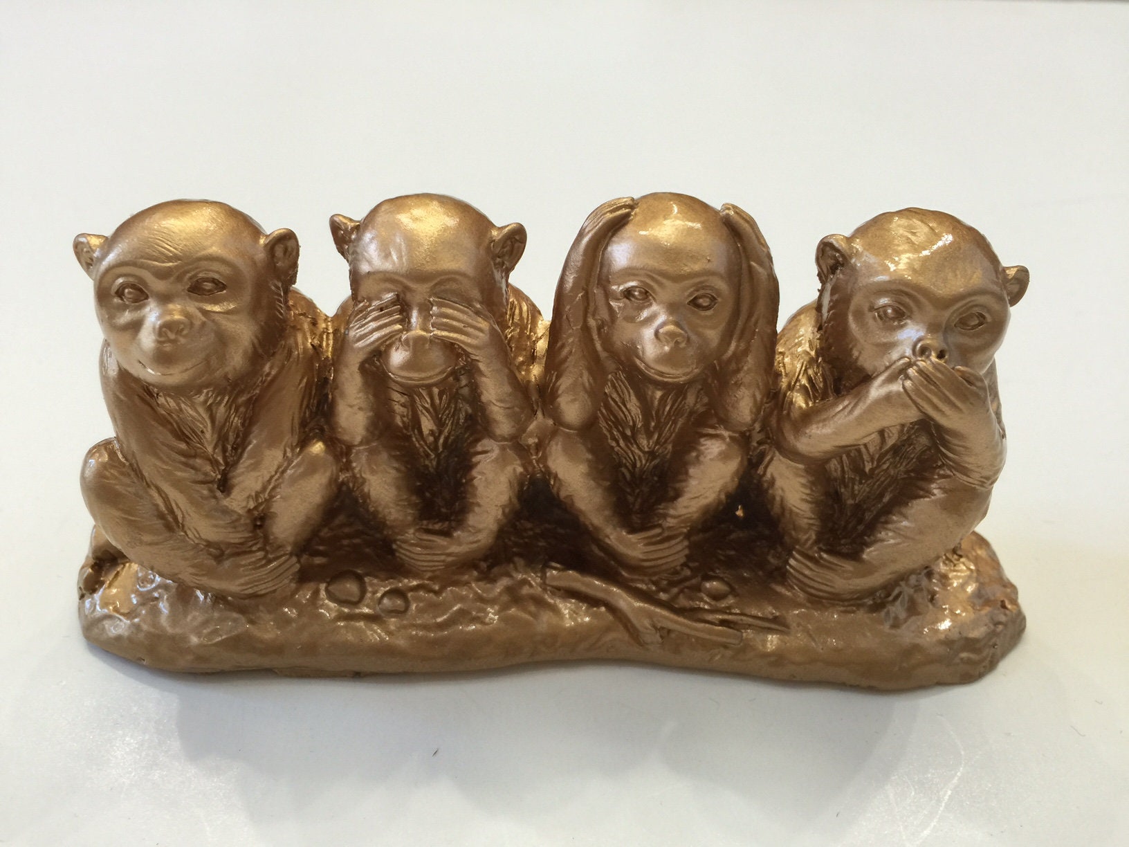 Golden Four Monkeys Statue Do No Evil Say No Evil Hear No Evil See No ...