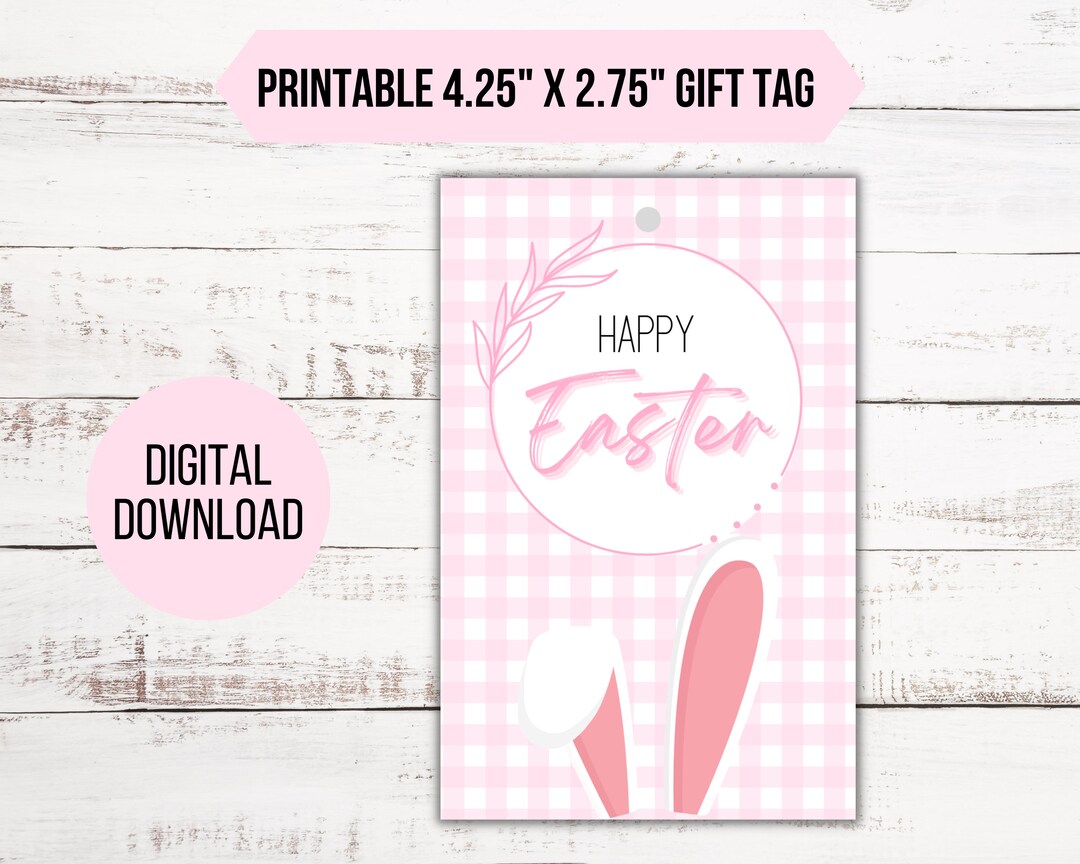 Printable Easter Gift Tag - "happy Easter - Pink Gingham" - Etsy