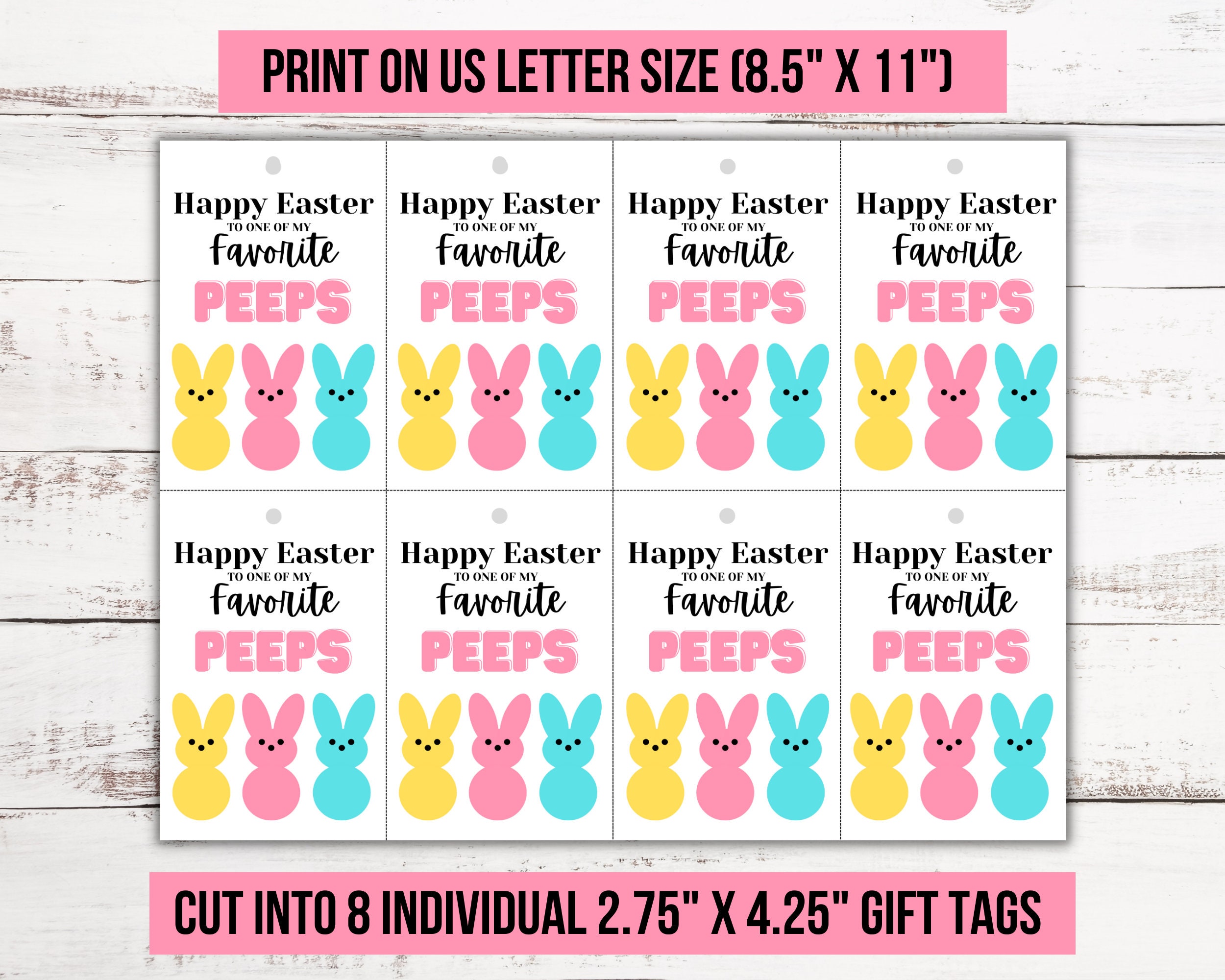 Printable Easter Gift Tag - "happy Easter to One of My Favorite Peeps ...