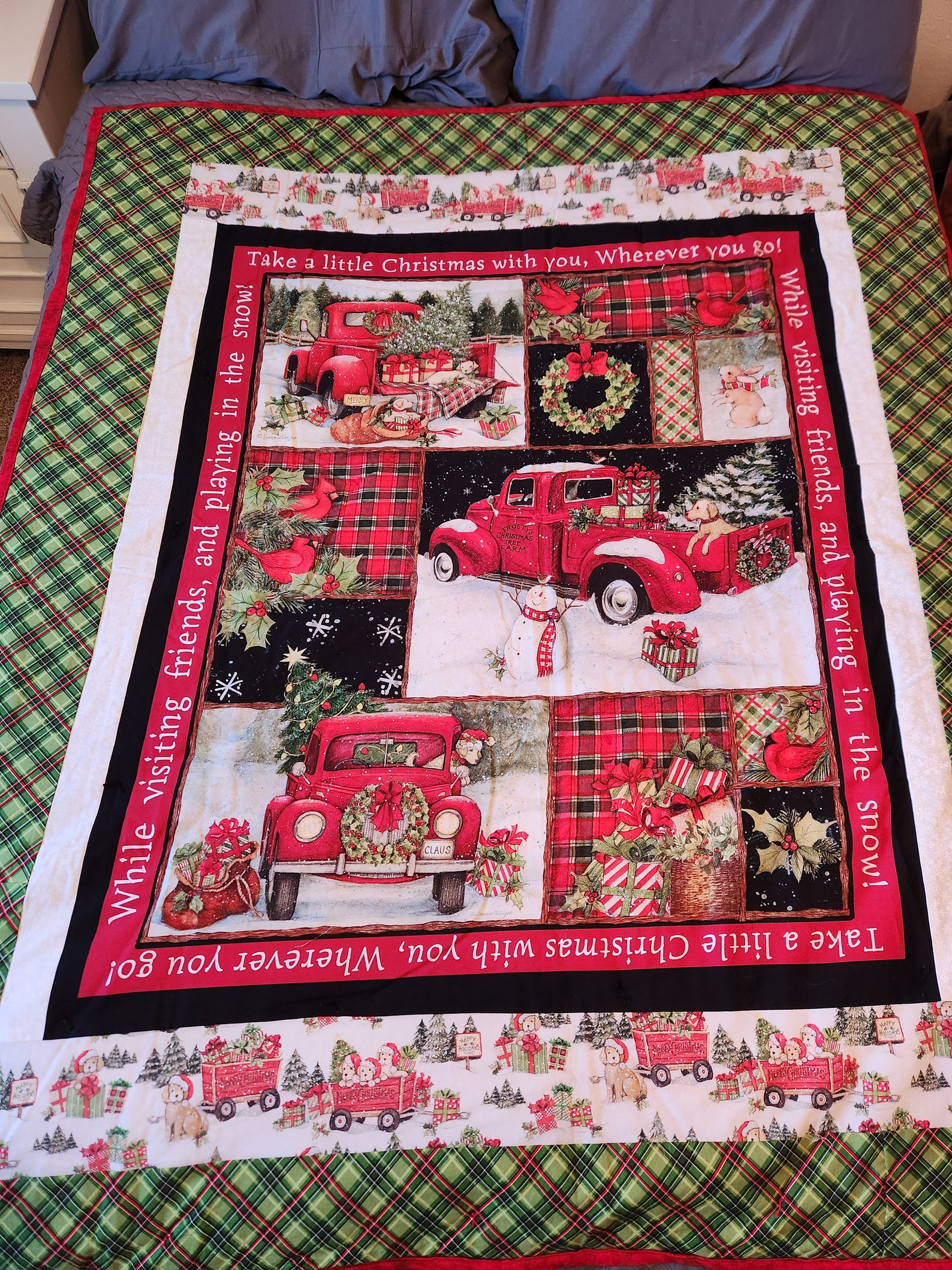 Large Christmas Throw Quilt - Etsy