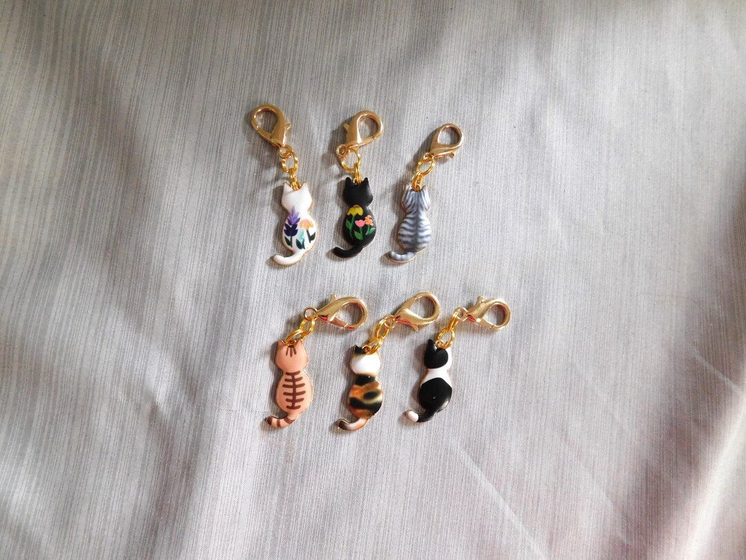 Painted Backs Cat Zipper Pull, Design Cat Back Zipper Pull, Cat Dangle ...