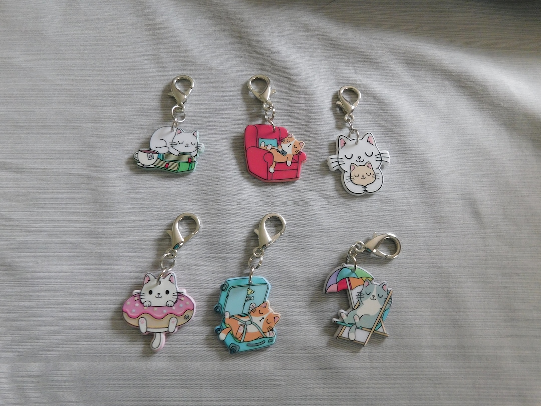 Cat Zipper Pull, Car Zipper Charm, Sleeping Cat Zipper Pull, Acrlic ...