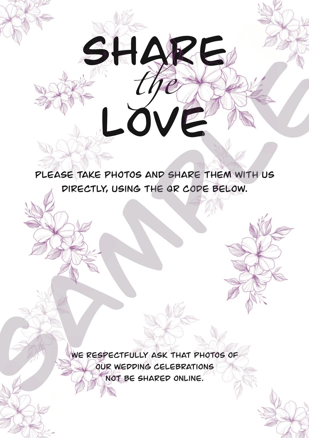 Wedding Photo Sharepoint Poster Flowers - Just Add QR Code - Etsy