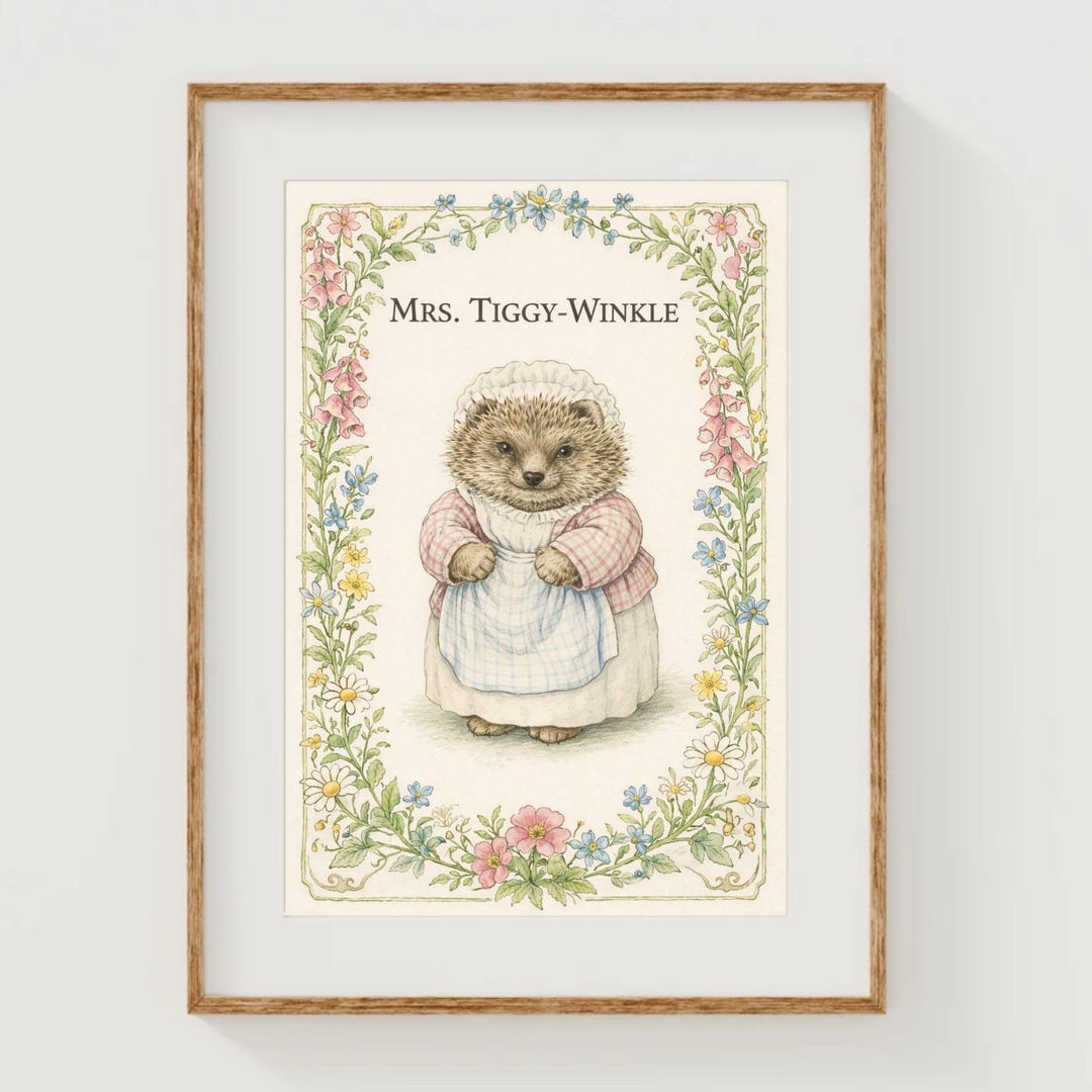 Vintage Mrs. Tiggy-winkle Illustration Beatrix Potter Themed Art Prints ...