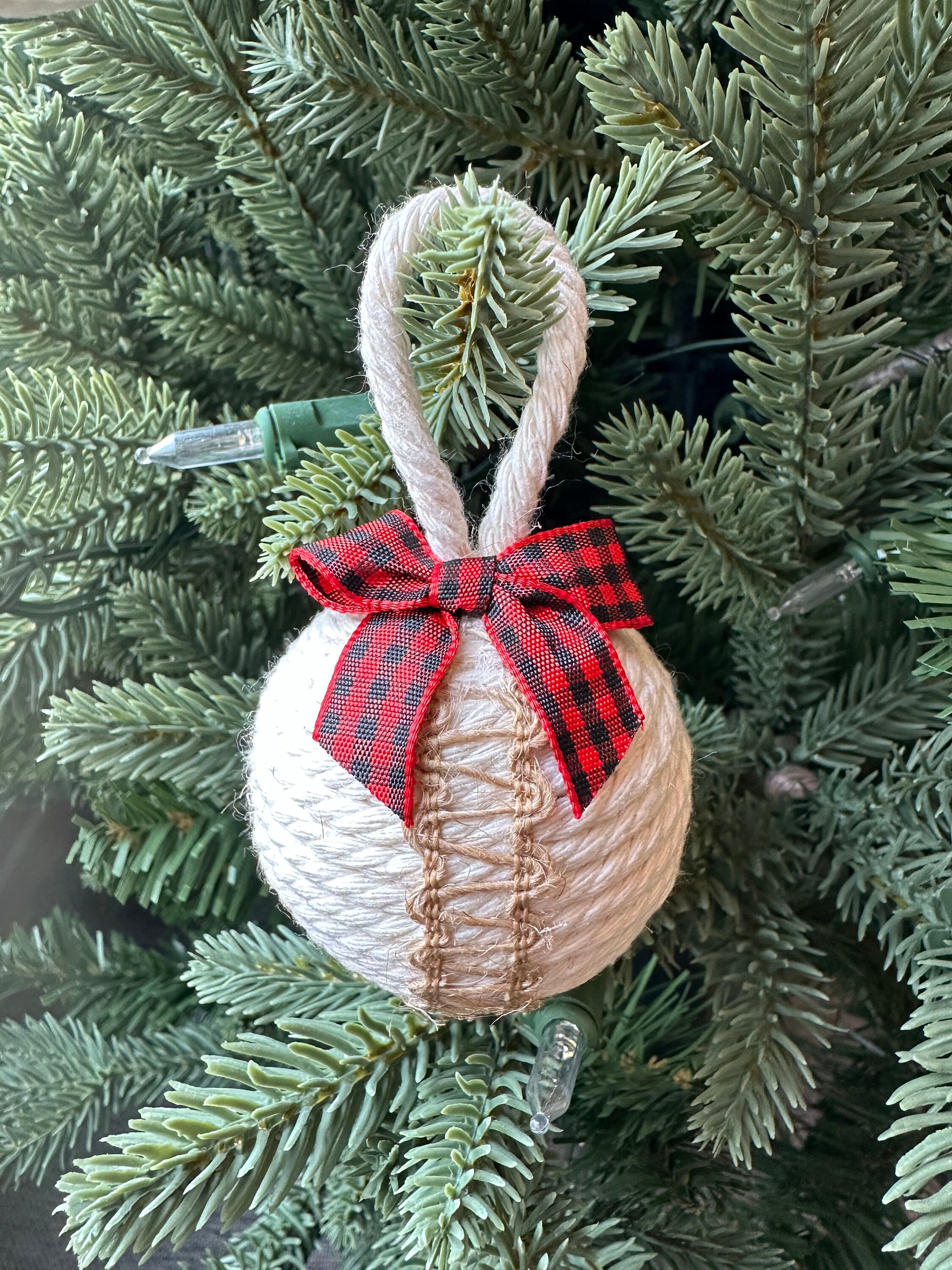 Rustic Farmhouse Ornaments Cream Yarn With Accents Set of 3 - Etsy