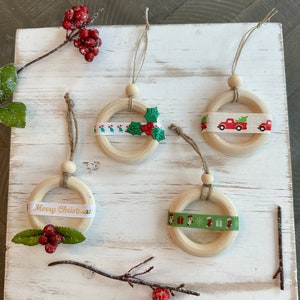 Rustic Farmhouse Ring Ornament | Set of 4 | Ribbon Accents - Etsy