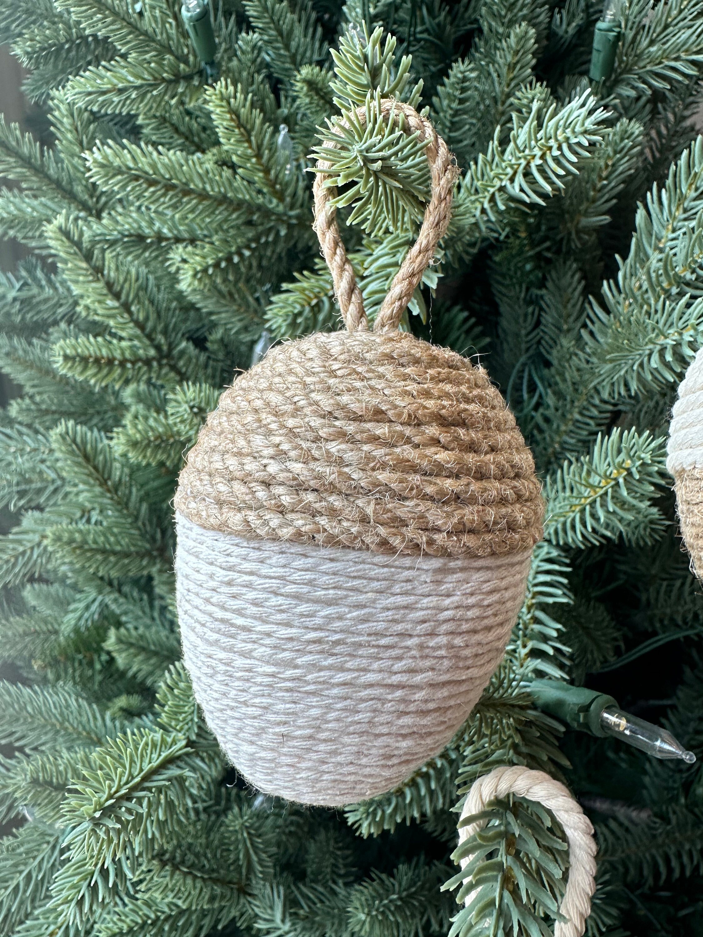 Farmhouse Rustic Ornaments Oval/egg Shape Jute and Cream Yarn With ...