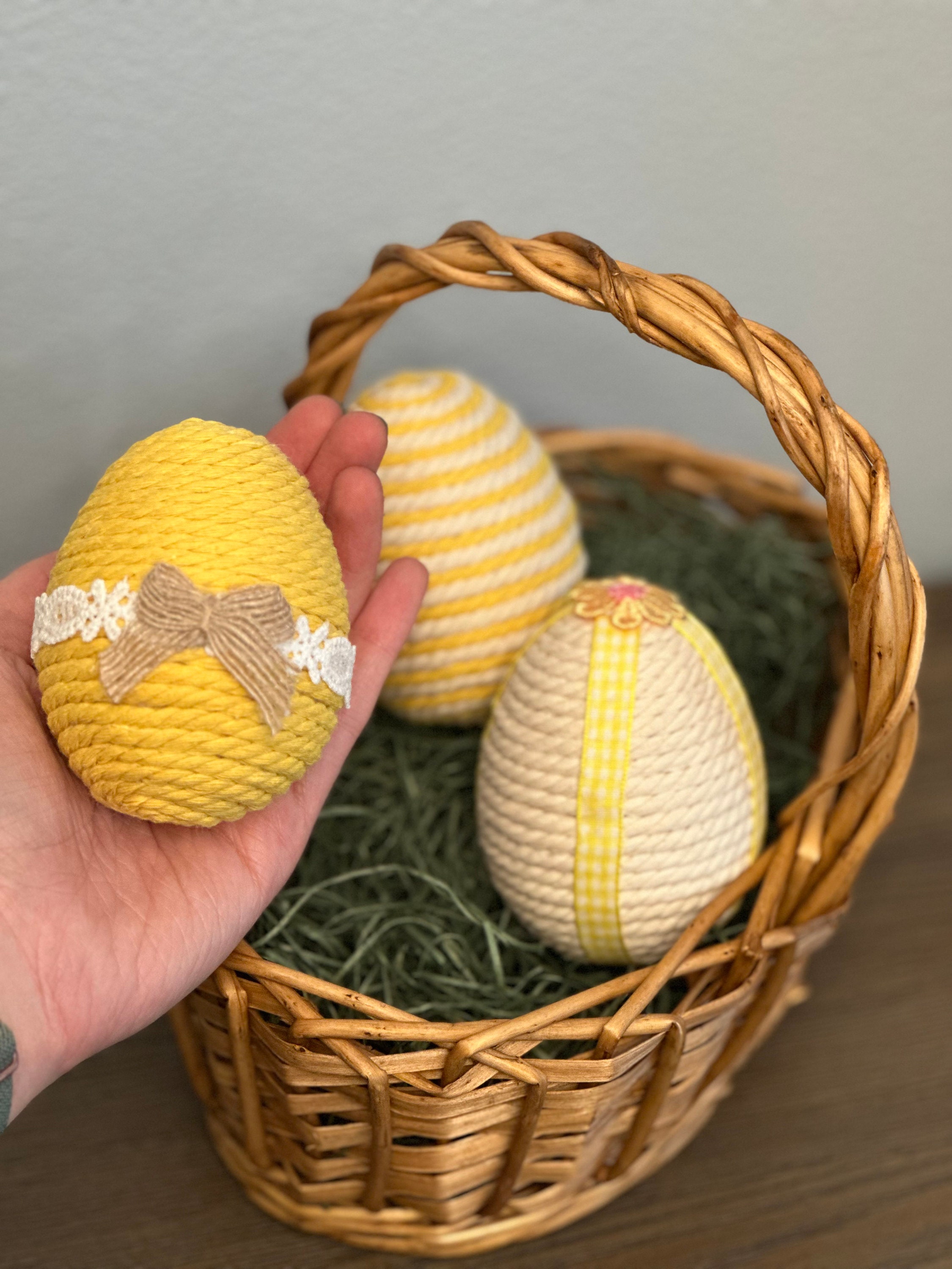 Yellow and Cream Spring Easter Egg Bowl Fillers Yarn Set of 3 - Etsy