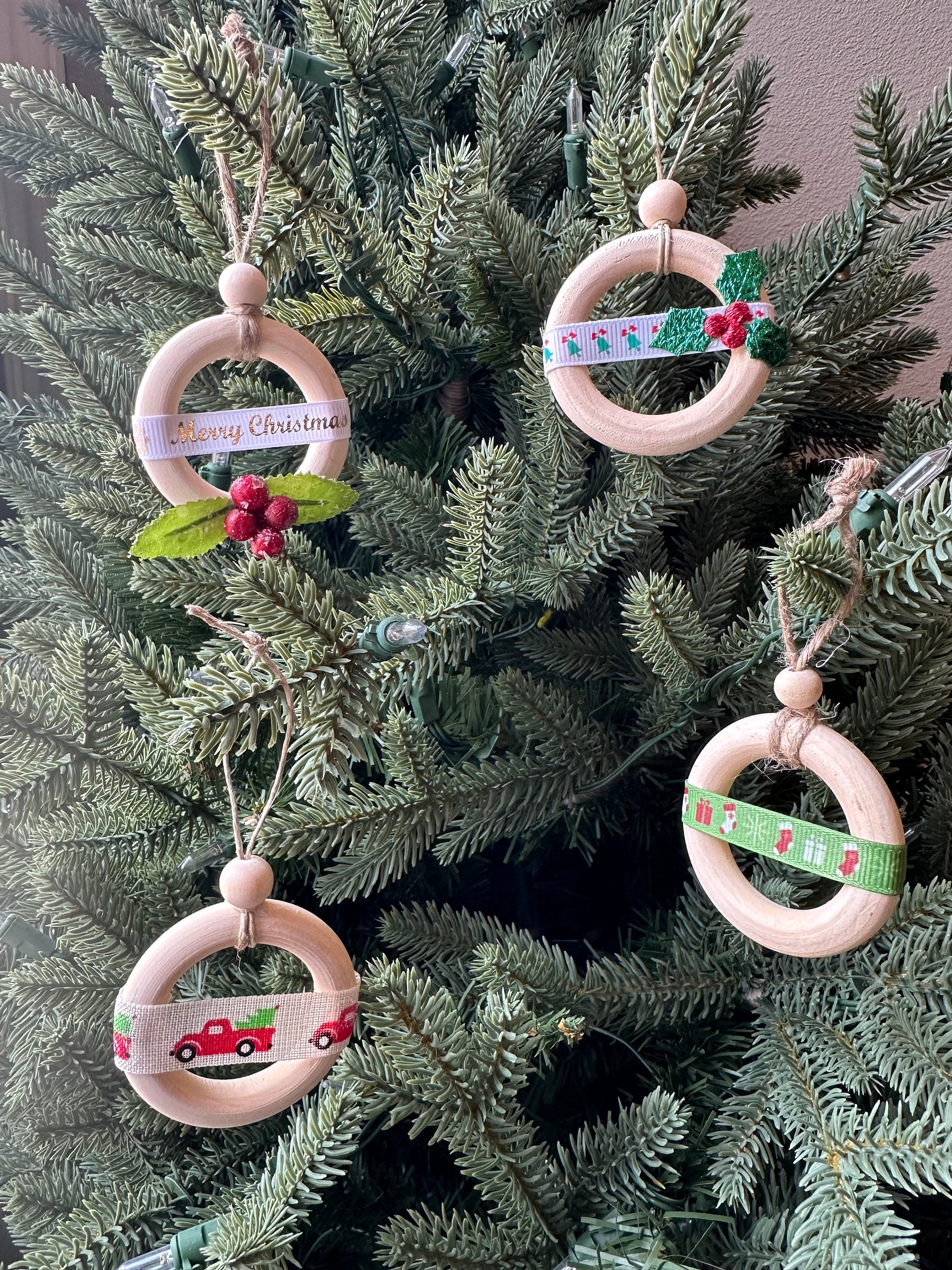Rustic Farmhouse Ring Ornament Set of 4 Ribbon Accents - Etsy