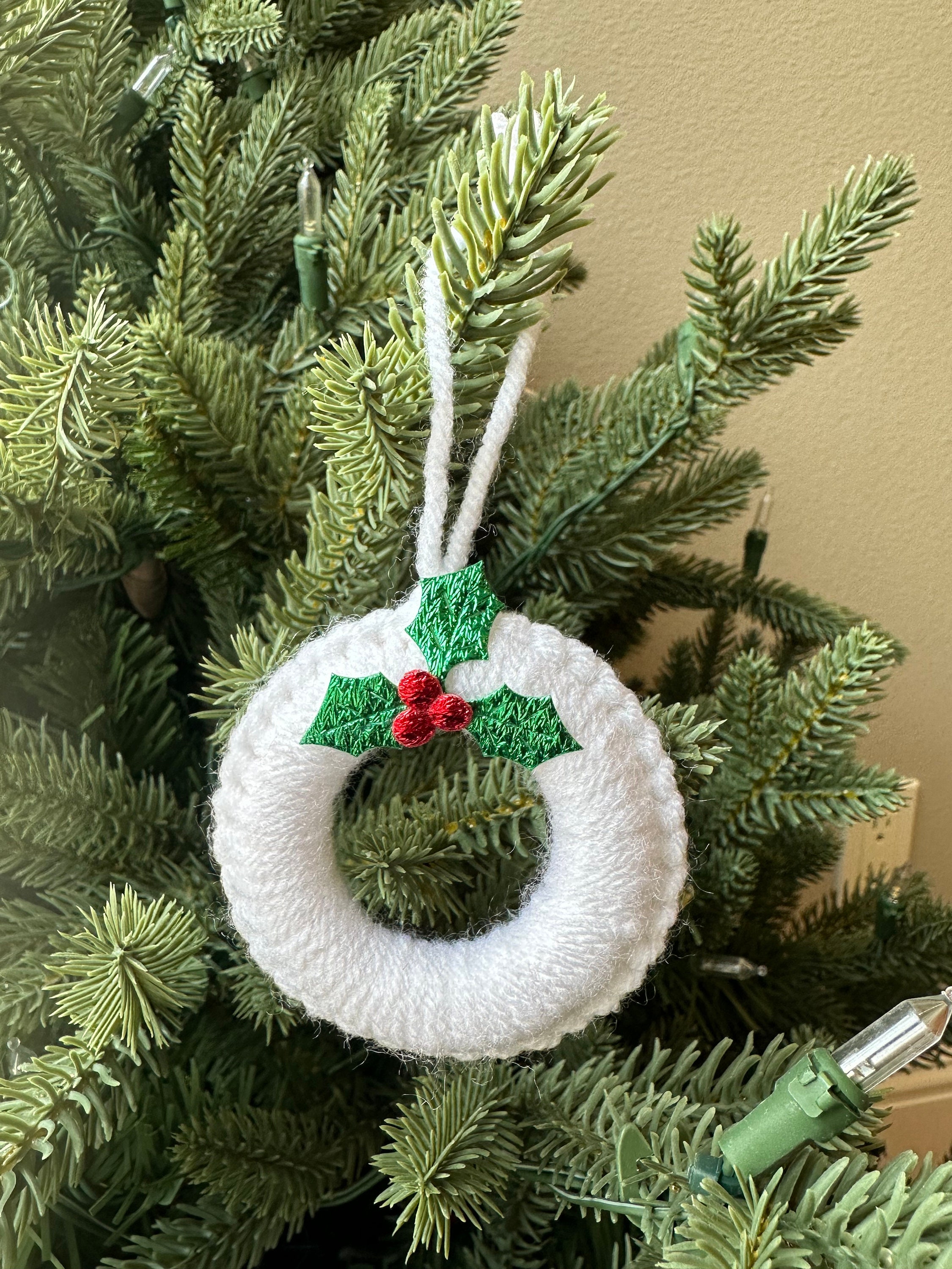 Rustic Farmhouse Ring Ornaments | Set of 4 | Yarn Crochet Rings With ...