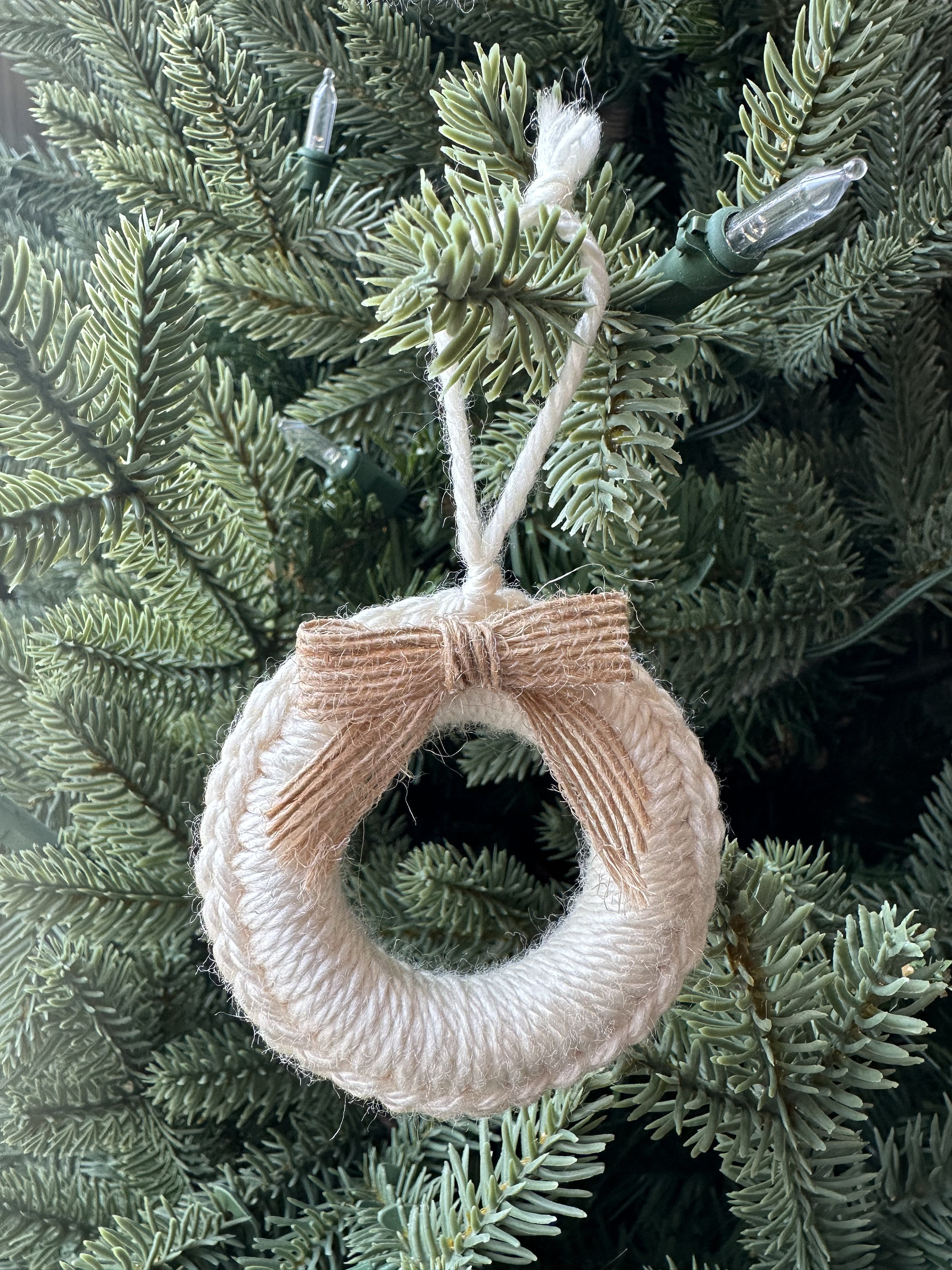 Rustic Farmhouse Ring Ornaments | Set of 4 | Yarn Crochet Rings With ...