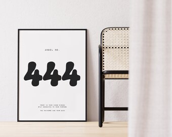 444 Angel Number, Protection Number Print, Instant Printable Wall Art ...