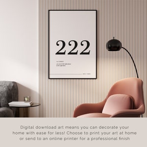 Angel Number Poster 222, ALIGNMENT, Poster Wall Art Print, Gradient ...
