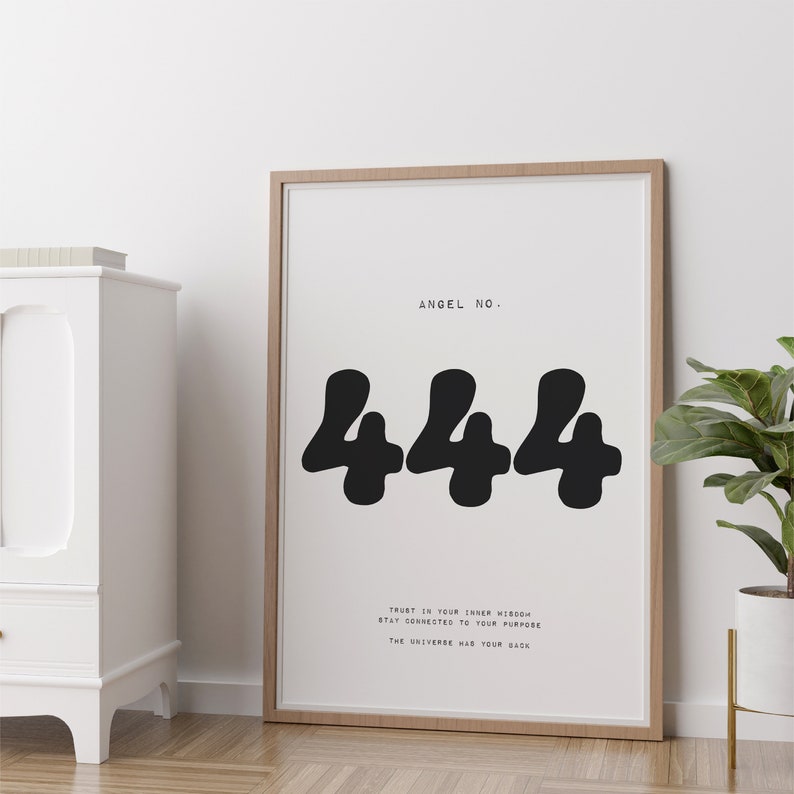 444 Angel Number Instant Printable Wall Art Print Digital Download ...