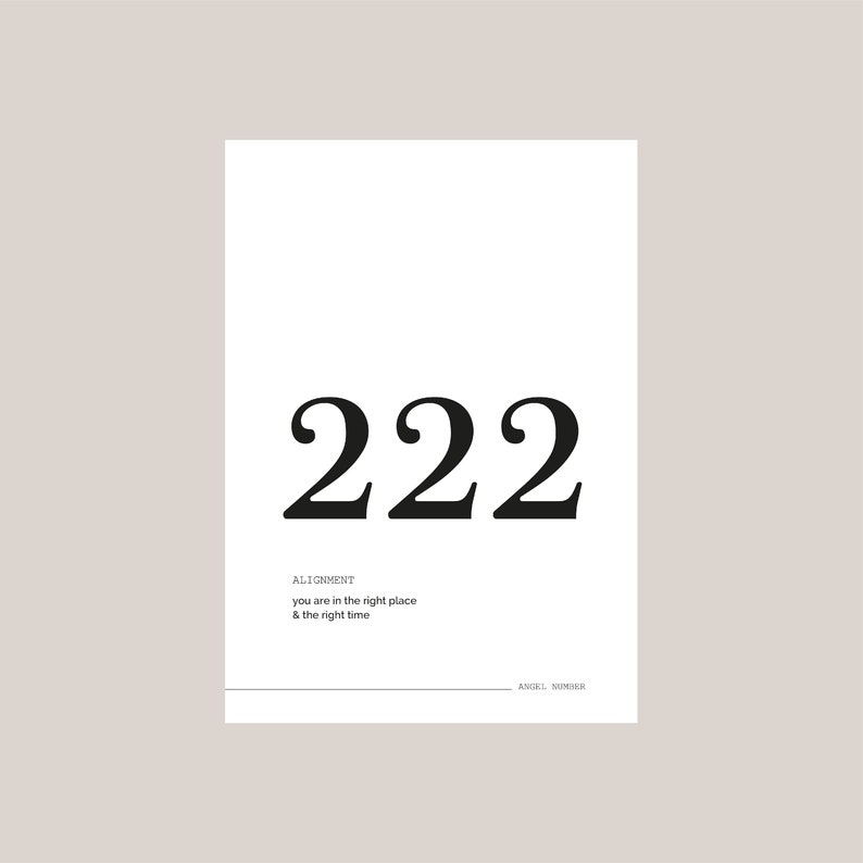 222 Angel Number Instant Printable Wall Art Print Digital - Etsy
