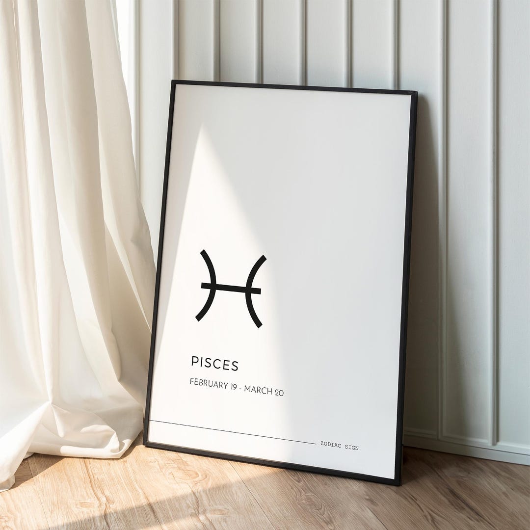 Pisces Poster • Star Sign Wall Art Print, February March Birthday Gift ...