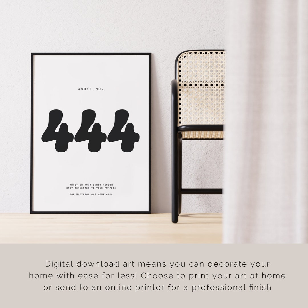 444 Angel Number Instant Printable Wall Art Print Digital Download ...