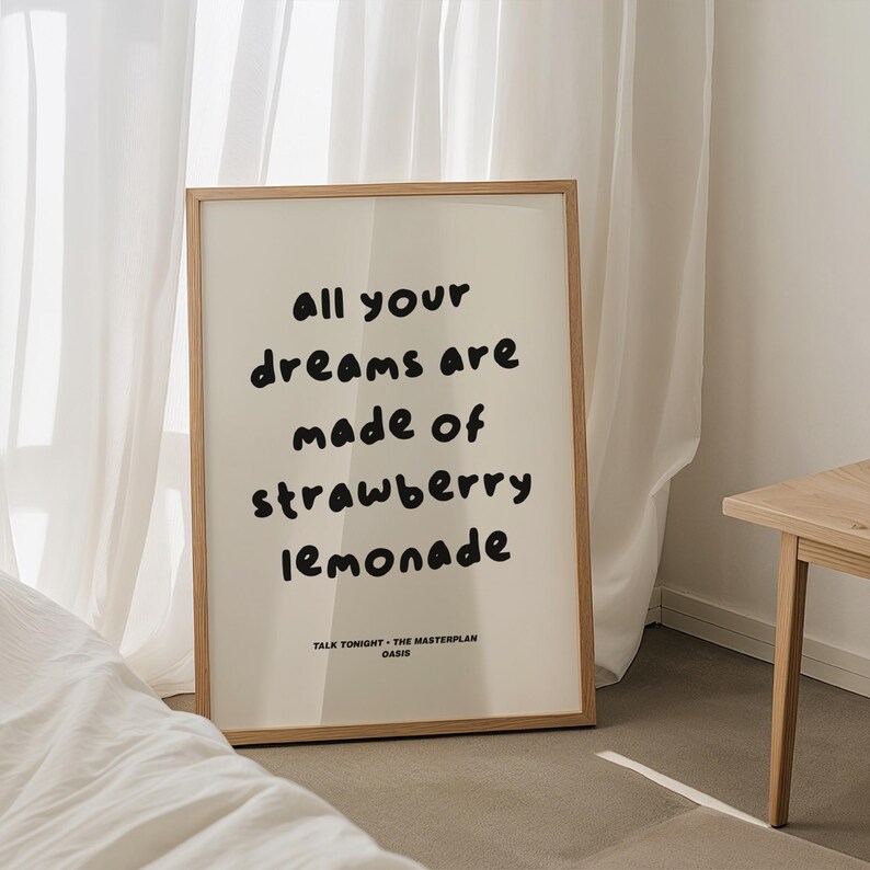 Talk Tonight Print: the Masterplan Lyrics 90s Music Strawberry Lemonade ...