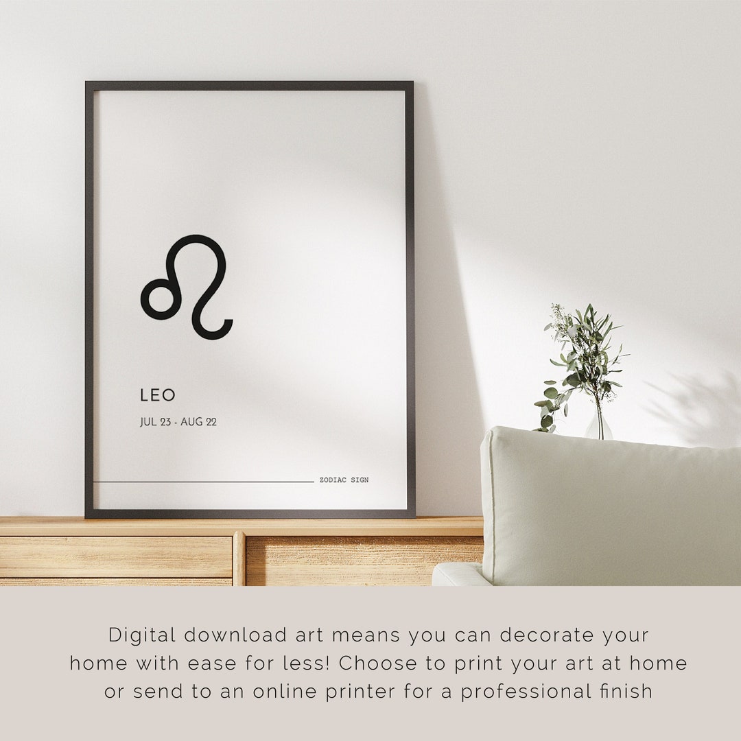 Leo Star Sign Wall Art Print Printable Digital Download July August ...