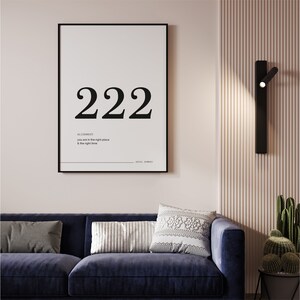 222 Angel Number • Instant Printable Wall Art Print | Digital Download ...