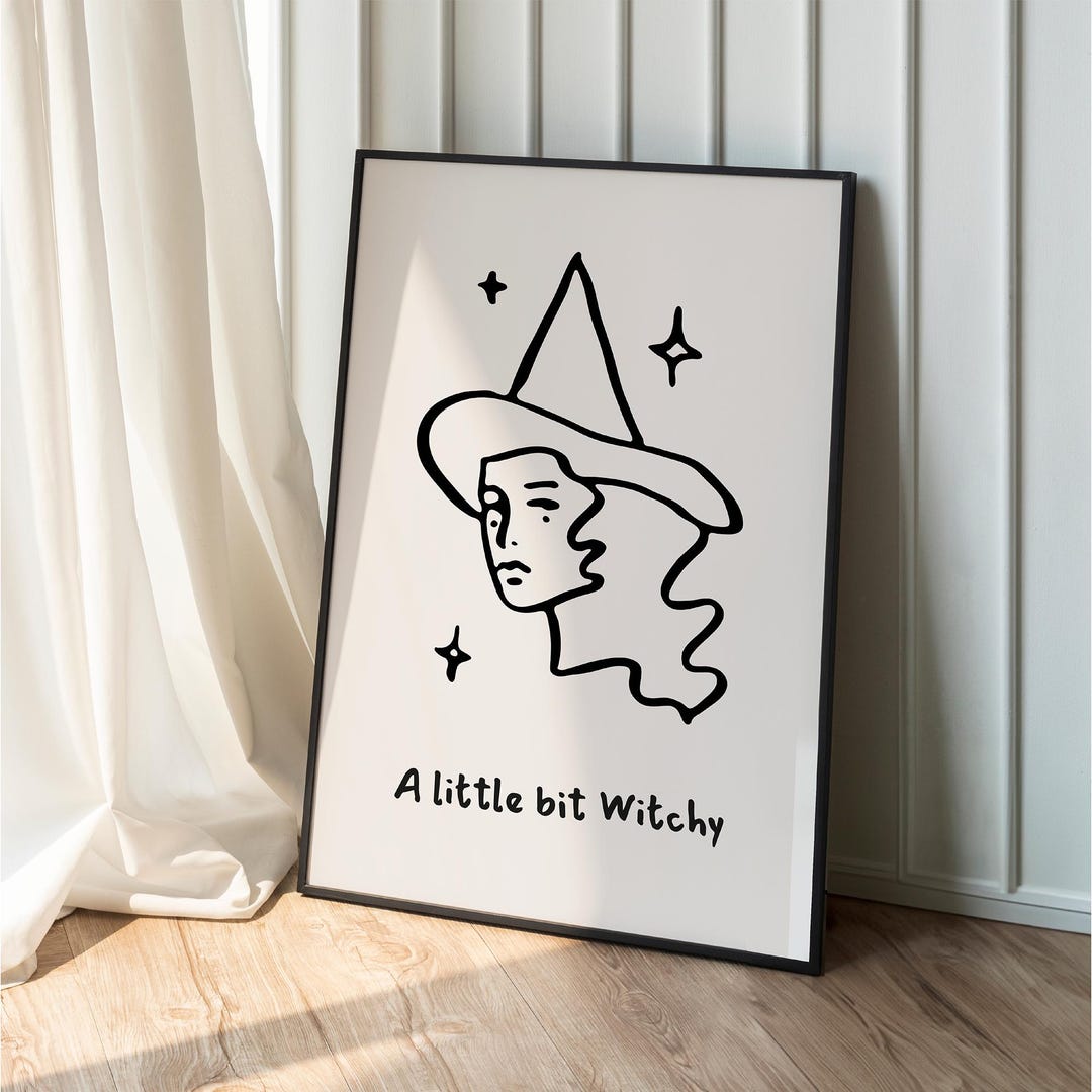 Witch Print: Abstract Witchy Line Art Boho Halloween Decor (digital ...