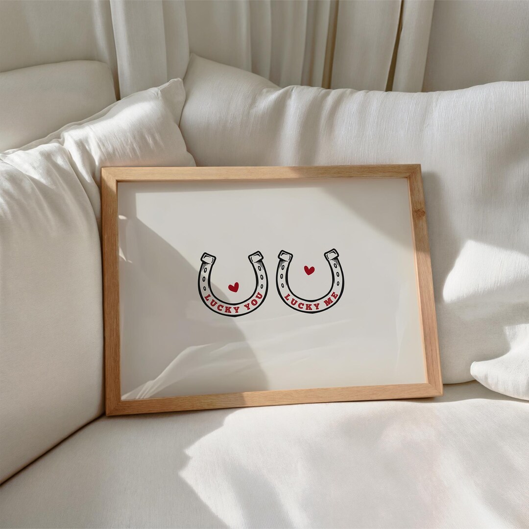 Lucky You Lucky Me Print: Landscape, Horizontal Horseshoe Minimal Luck ...