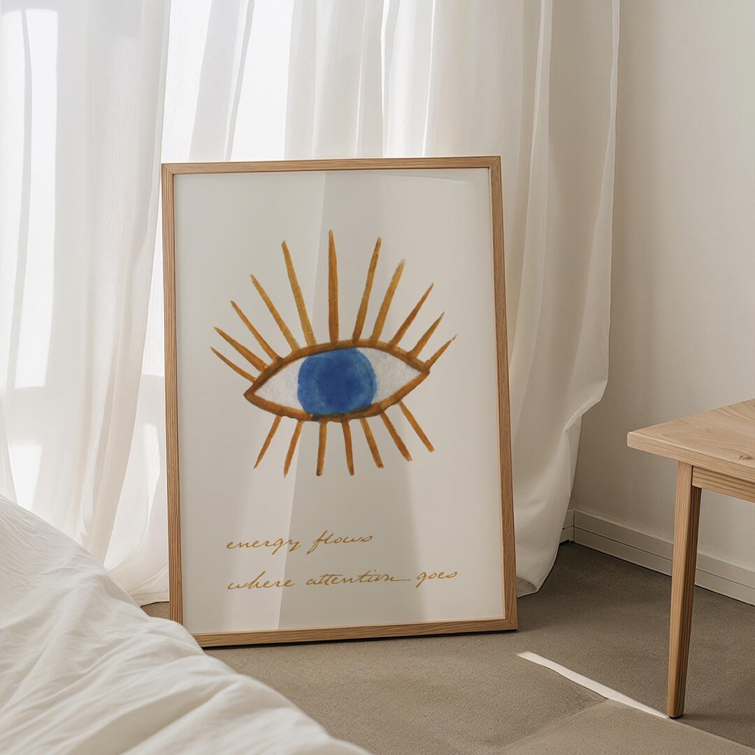 Evil Eye Print • Nazar Watercolour Blue Abstract Manifestation Poster ...