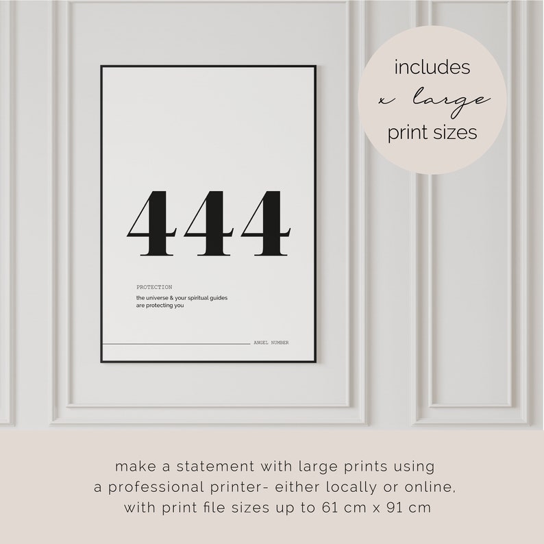 444 Angel Number Instant Printable Wall Art Print Digital - Etsy Canada