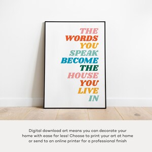 The Words You Speak Wall Art Print: Colourful Dopamine Decor Quote ...