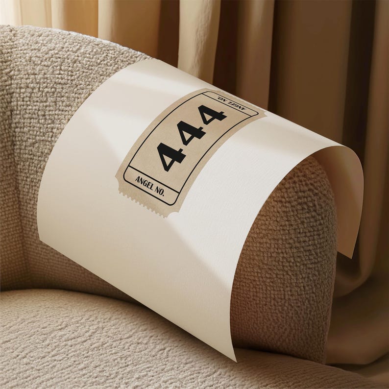 Angel Number 444 Vintage Ticket Print: Neutral Gallery Spiritual Wall ...