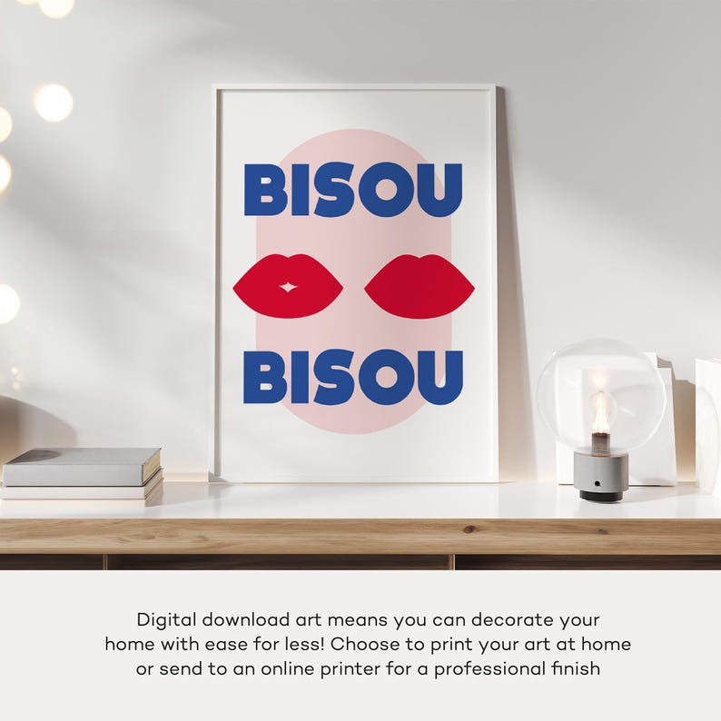 Bisou Bisou Lips Art Print: French Kisses Poster (digital Download ...