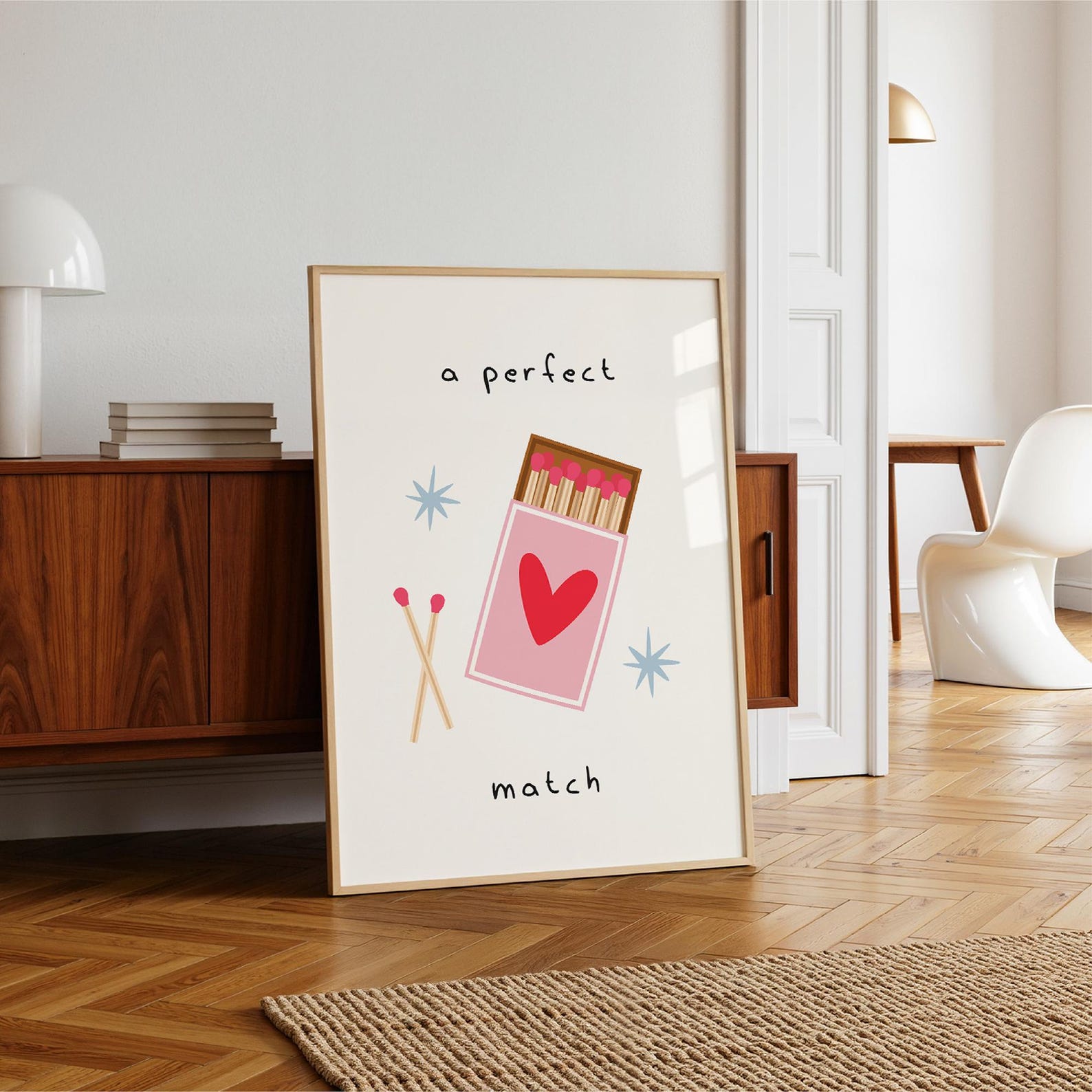 Perfect Match Print, Whimsy Matchbox Wall Art, Valentine Bedroom Quote ...