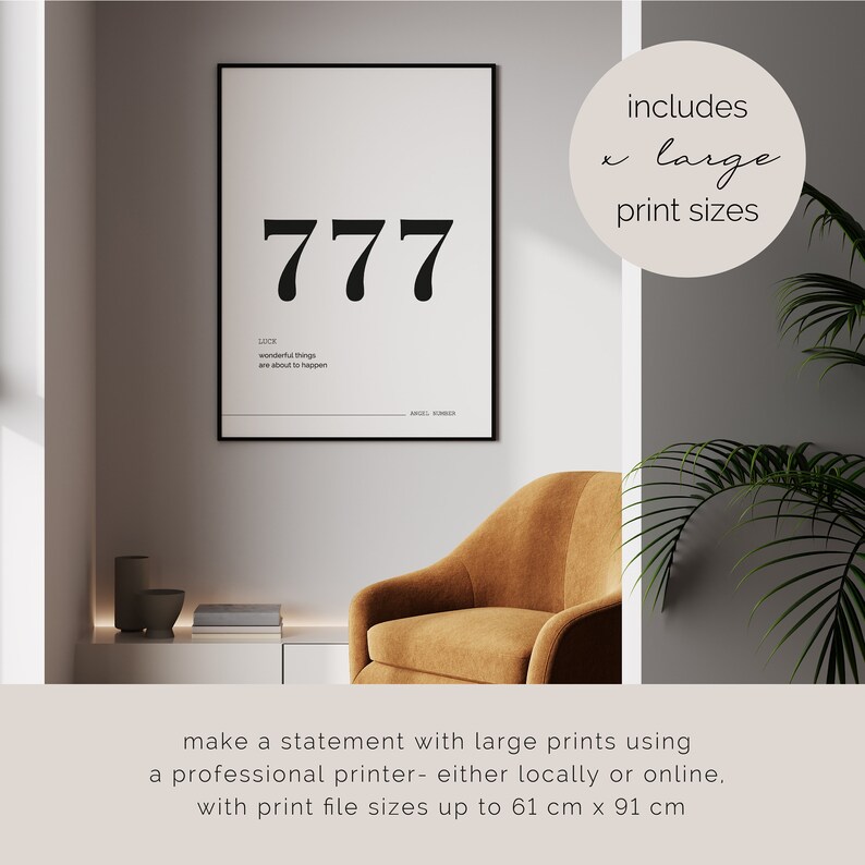 777 Angel Number Instant Printable Wall Art Print Digital - Etsy
