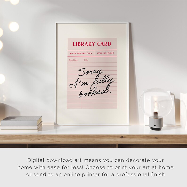 Fully Booked Poster Library Card Wall Art Print, Guest Check Message ...