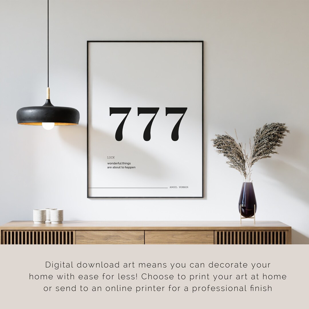 777 Angel Number Instant Printable Wall Art Print Digital Download ...
