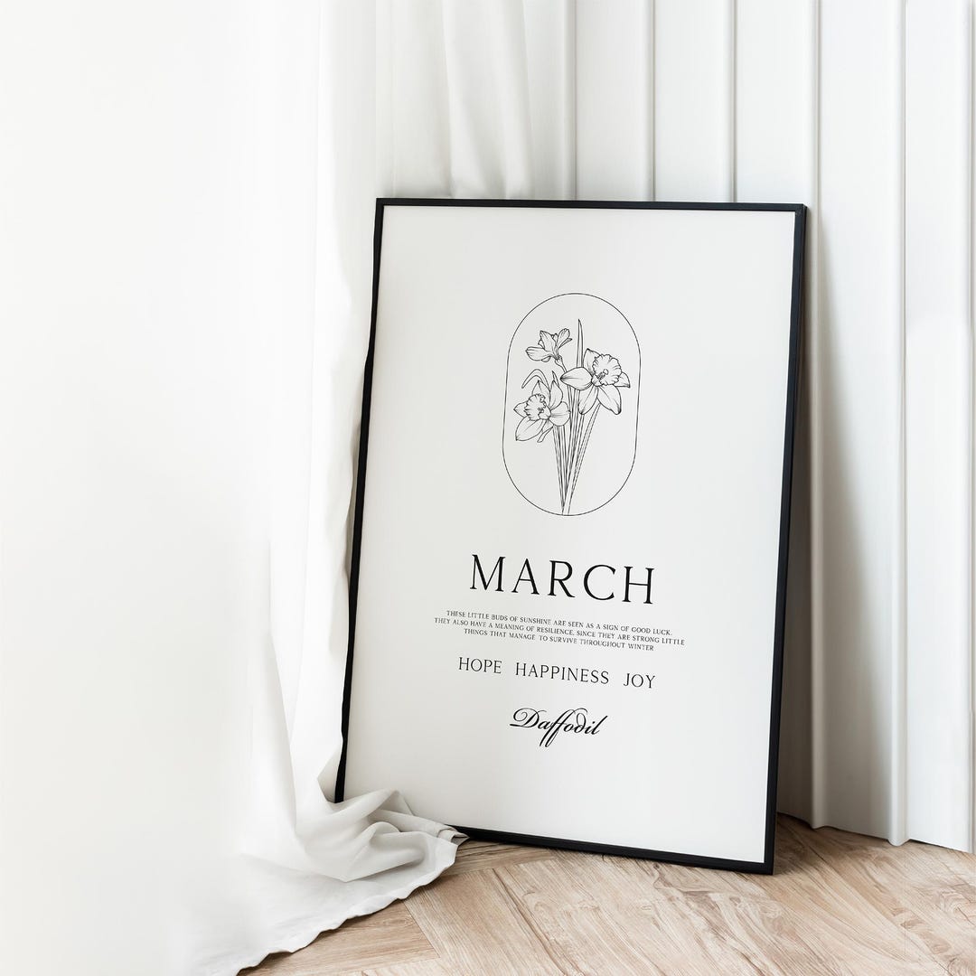 March Birth Flower Print • Birth Flower Meaning Poster March Birthday ...