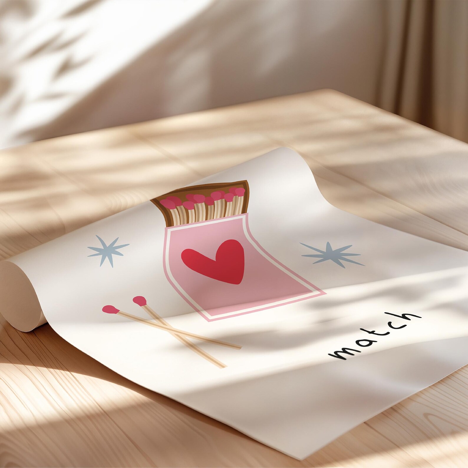 Perfect Match Print, Whimsy Matchbox Wall Art, Valentine Bedroom Quote ...