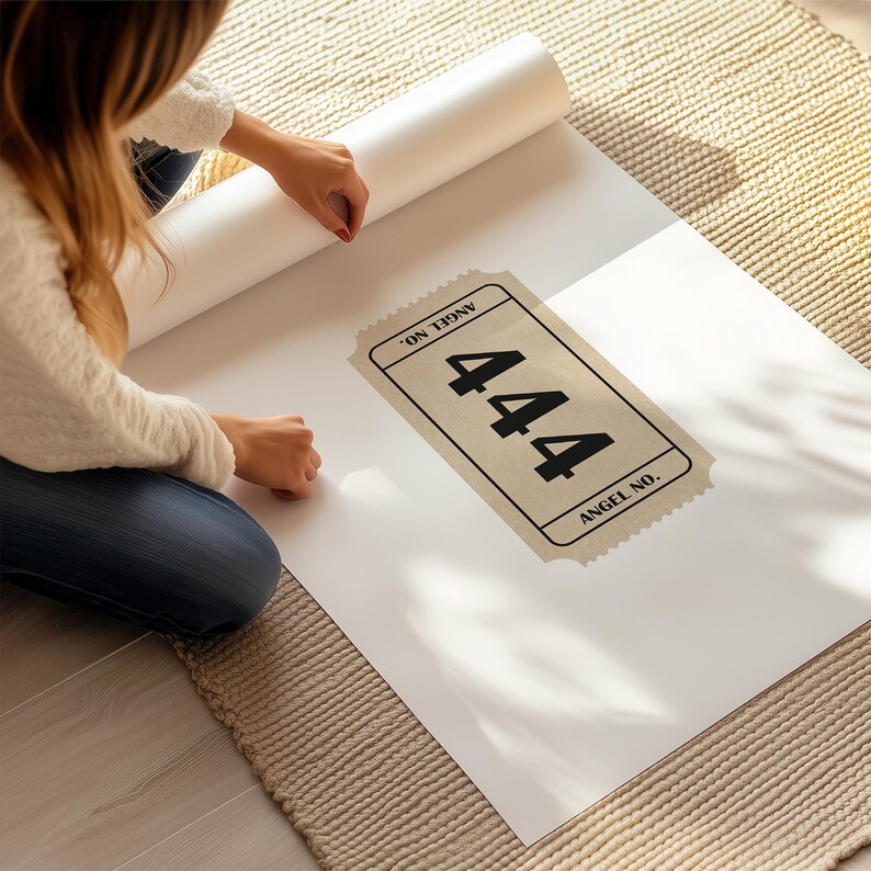 Angel Number 444 Vintage Ticket Print: Neutral Gallery Spiritual Wall ...